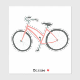 Cute Pink Bicycle Dutch Bike Drawing Art Sticker | Zazzle