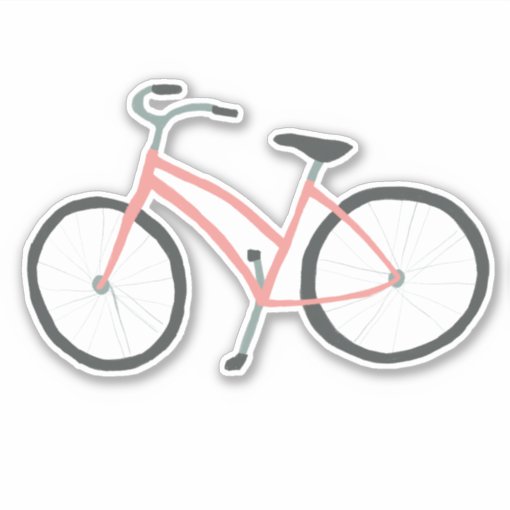 Cute Pink Bicycle Dutch Bike Drawing Art Sticker | Zazzle