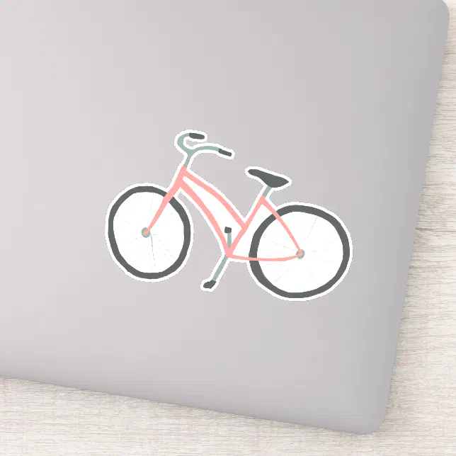 Cute Pink Bicycle Dutch Bike Drawing Art Sticker | Zazzle