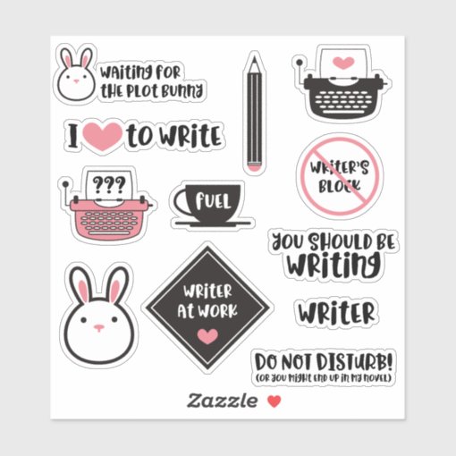Cute Pink Black Writer Sticker | Zazzle