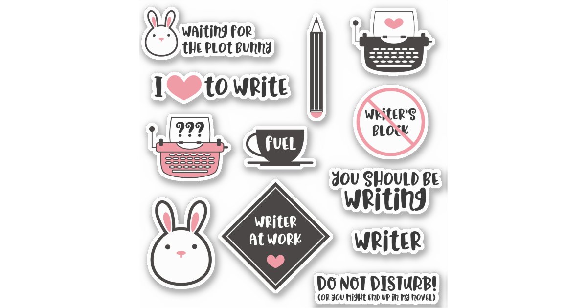Cute Pink Black Writer Sticker | Zazzle