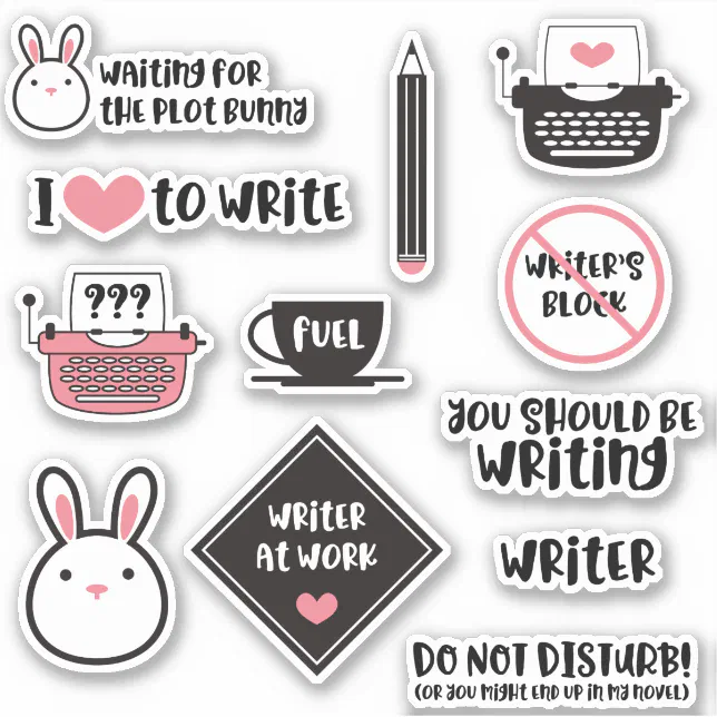 Cute Pink Black Writer Sticker | Zazzle
