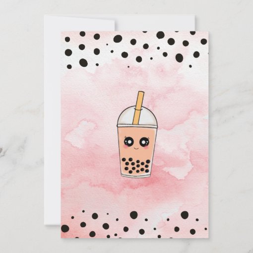 Cute Pink Boba Tea Girl Birthday Party Invitation | Zazzle