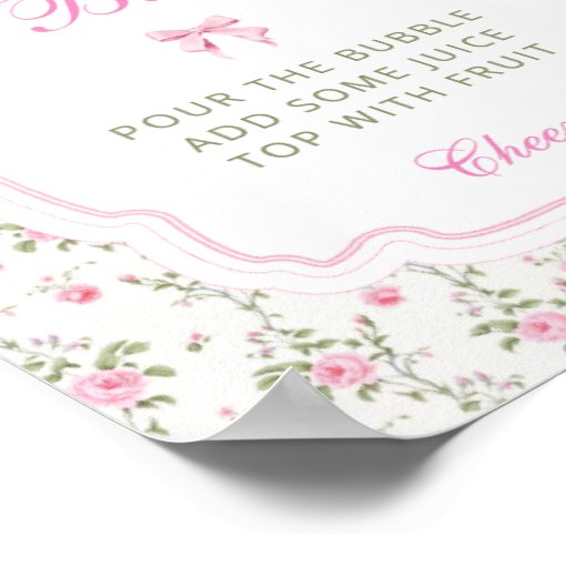 Cute Pink Bow Love Shack Baby Shower Mom-osa Bar Poster | Zazzle