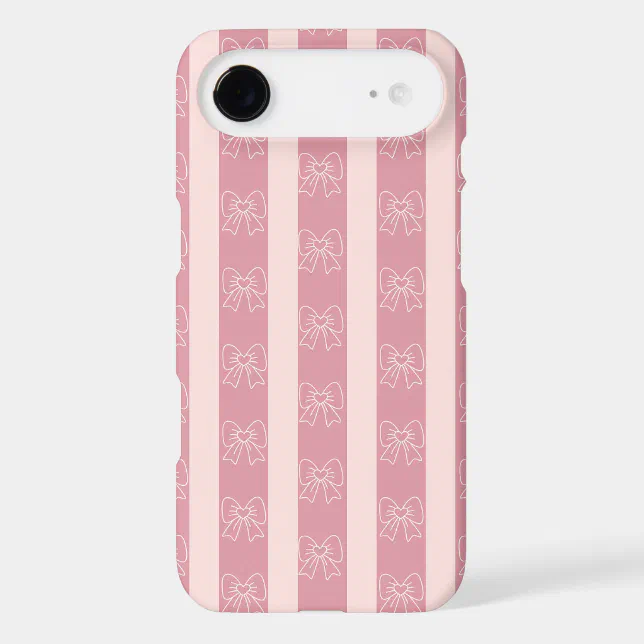 Cute Pink Bow Stripe Pattern – Girly Aesthetic Case-Mate iPhone Case ...