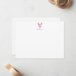 Cute Pink Bunny Kids Personalized Stationery Note Card | Zazzle