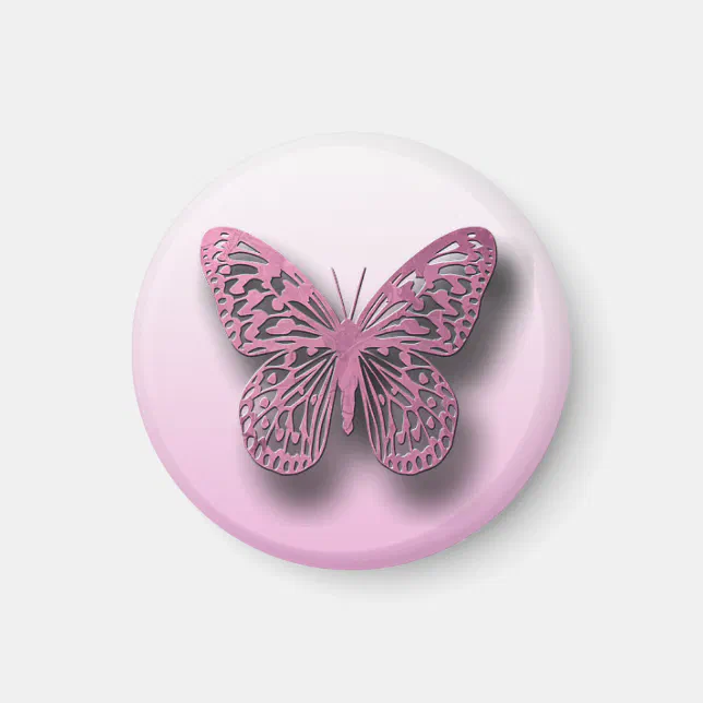 Cute Pink Butterfly Refrigerator locker magnet | Zazzle