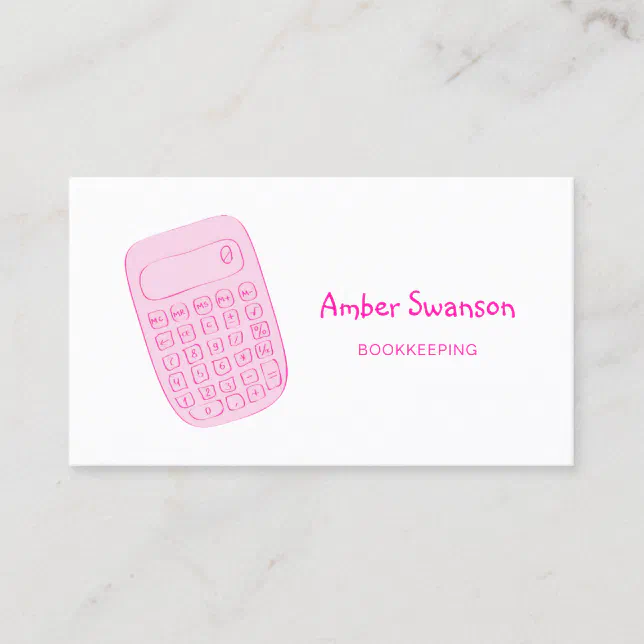 Cute Pink Calculator For Accountant and Bookkeeper Business Card | Zazzle