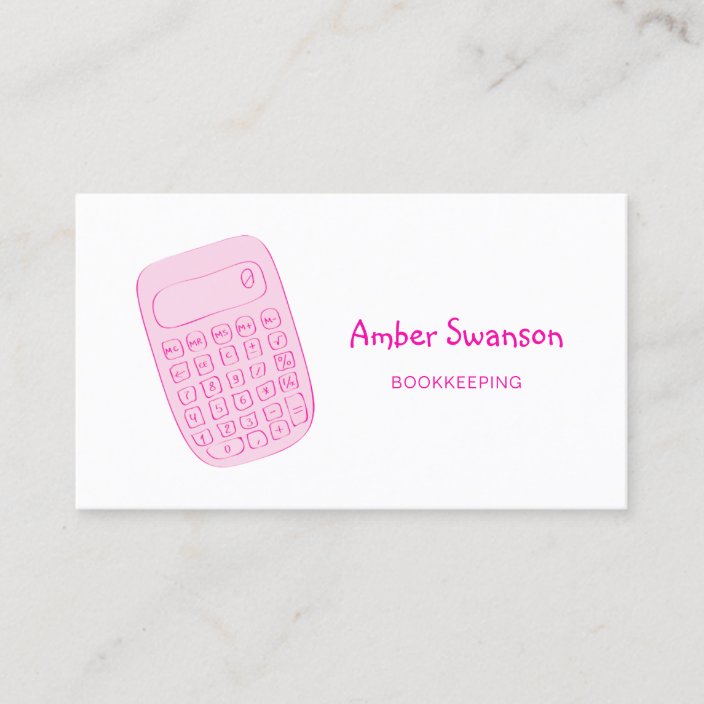 Cute Pink Calculator For Accountant and Bookkeeper Business Card ...