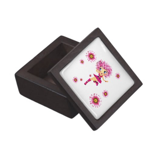 Cute pink Cartoon Chibi Girl dancing - add name Gift Box | Zazzle
