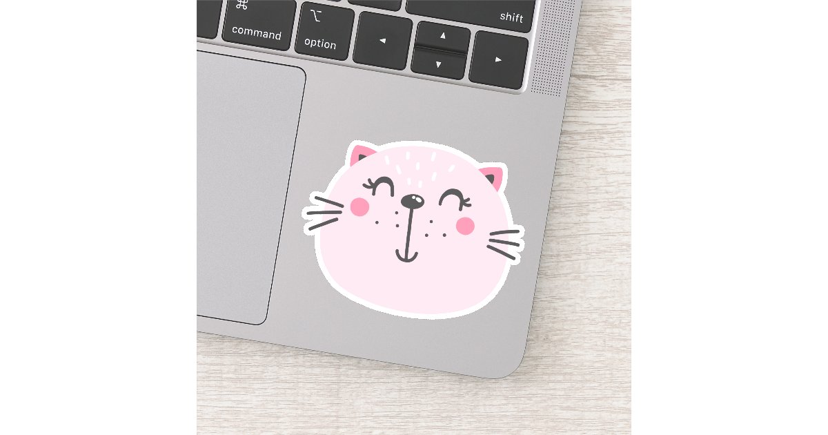 Cute Pink Cat Cartoon Sticker | Zazzle