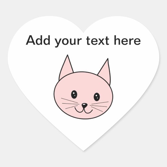 Cute Pink Cat Heart Sticker | Zazzle.com