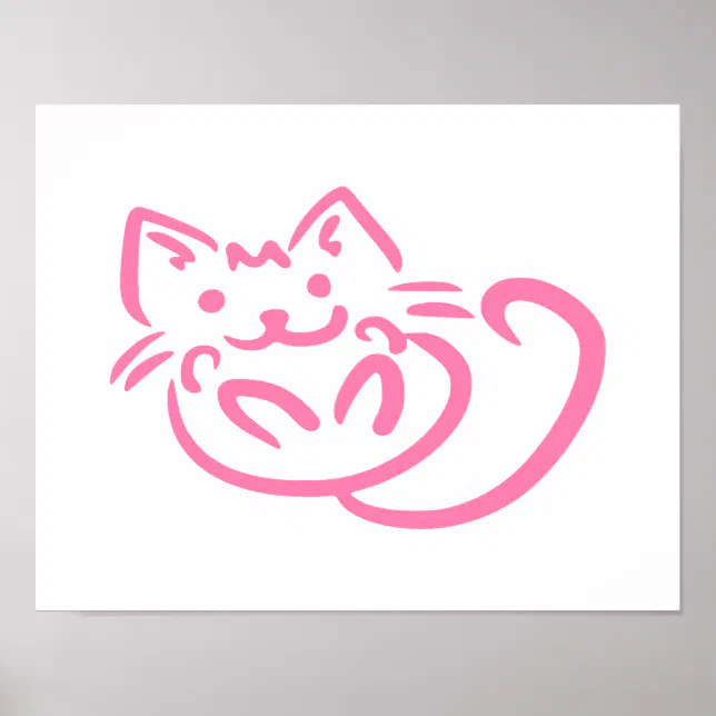 Cute Pink Cat Poster | Zazzle