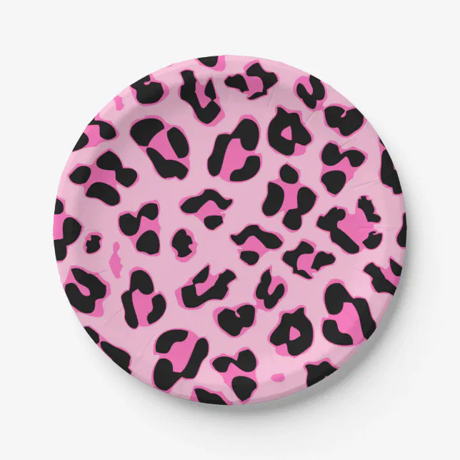 Cute pink cheetah skin print party paper plate | Zazzle
