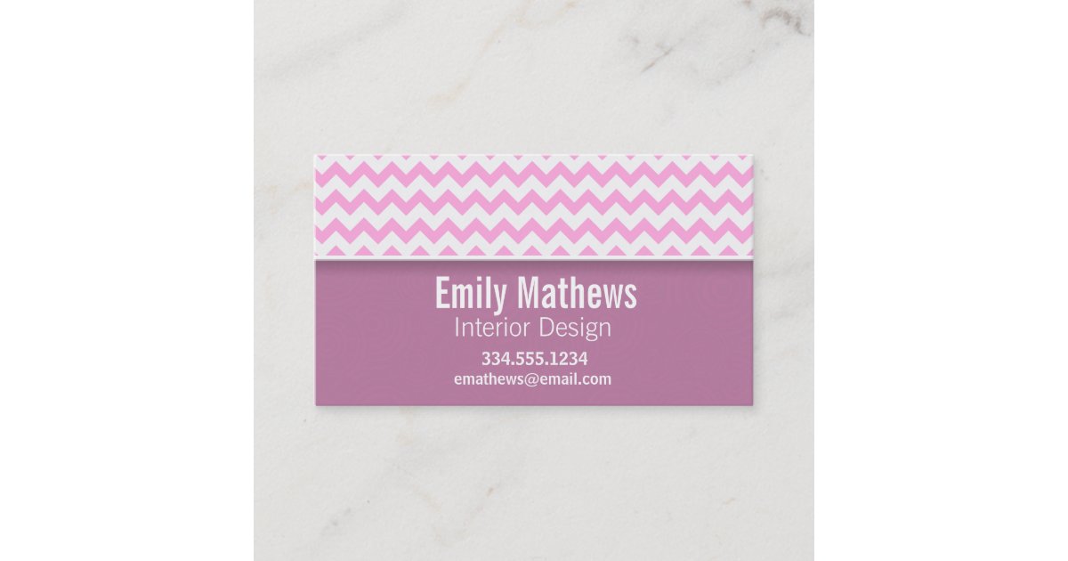 Cute Pink Chevron Business Card | Zazzle