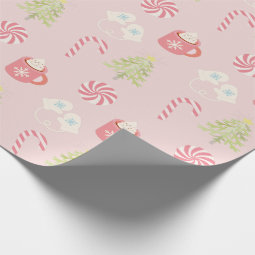 Cute Pink Christmas Holiday Pattern Wrapping Paper | Zazzle