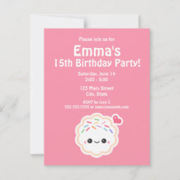 Cute Pink Cookie Birthday Party Invitations | Zazzle