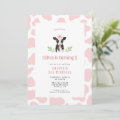 Cute Pink Cow Pattern Birthday Invitation | Zazzle