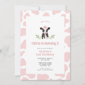 Cute Pink Cow Pattern Birthday Invitation | Zazzle