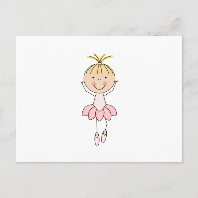 Cute , Pink, Dancing Ballerina Postcard | Zazzle