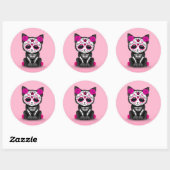 Cute Pink Day of the Dead Kitten Cat Classic Round Sticker | Zazzle
