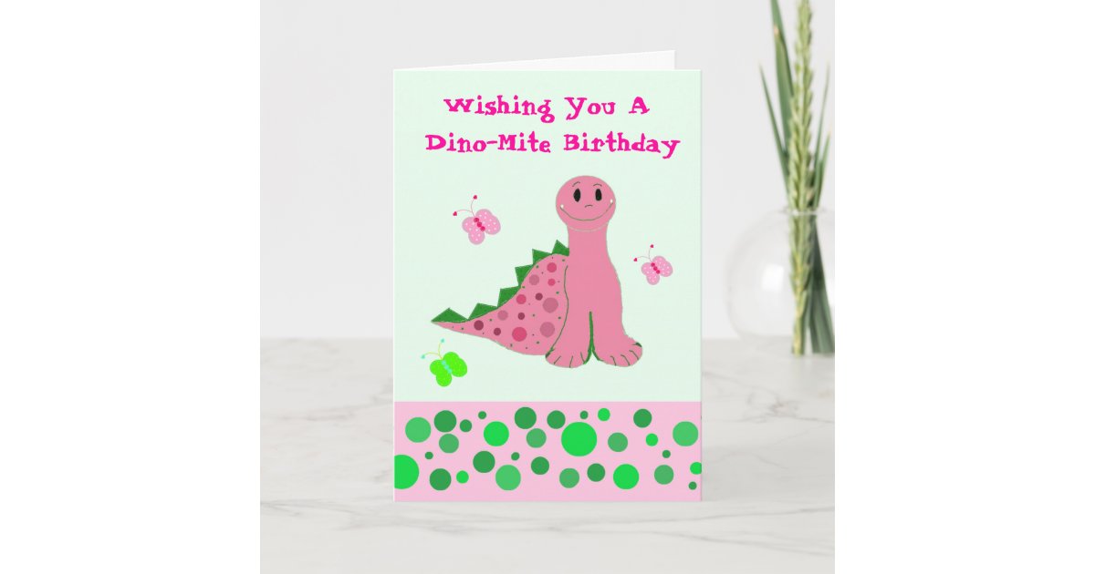 Cute Pink Dinosaur Card | Zazzle