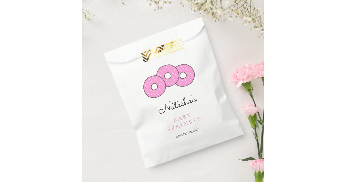 Cute Pink Donut Baby Shower Sprinkle Favor Bag | Zazzle