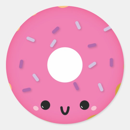 Cute Pink Donut Sticker | Zazzle.com
