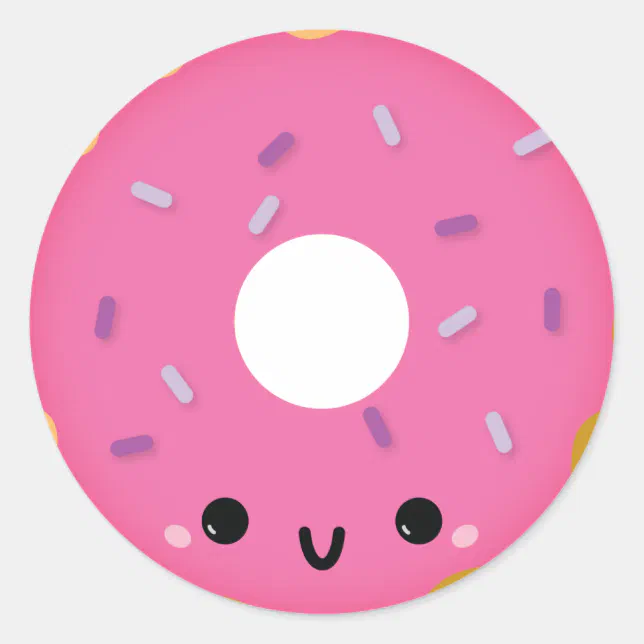 Cute Pink Donut Sticker | Zazzle