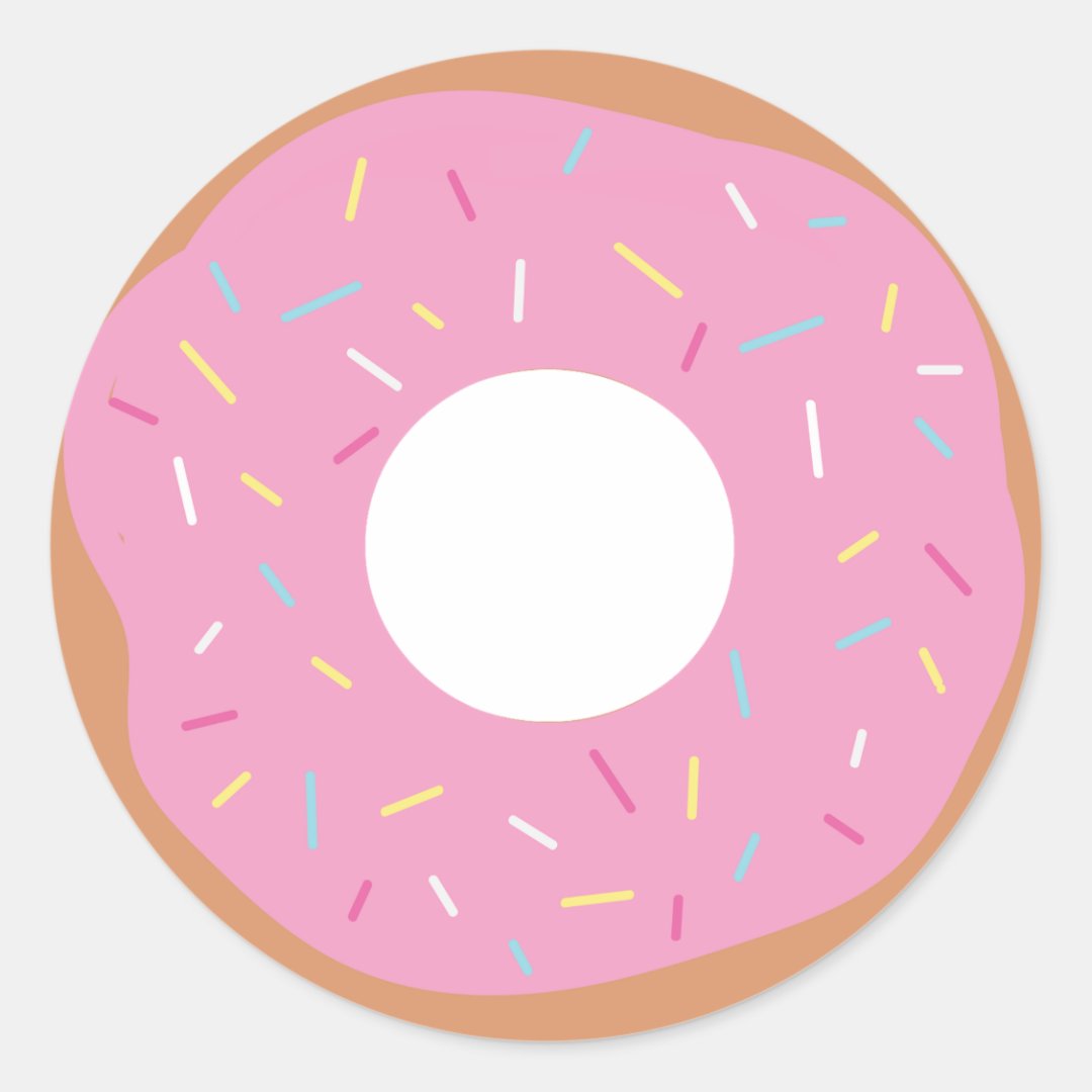 Cute Pink Doughnut with Sprinkles Classic Round Sticker | Zazzle