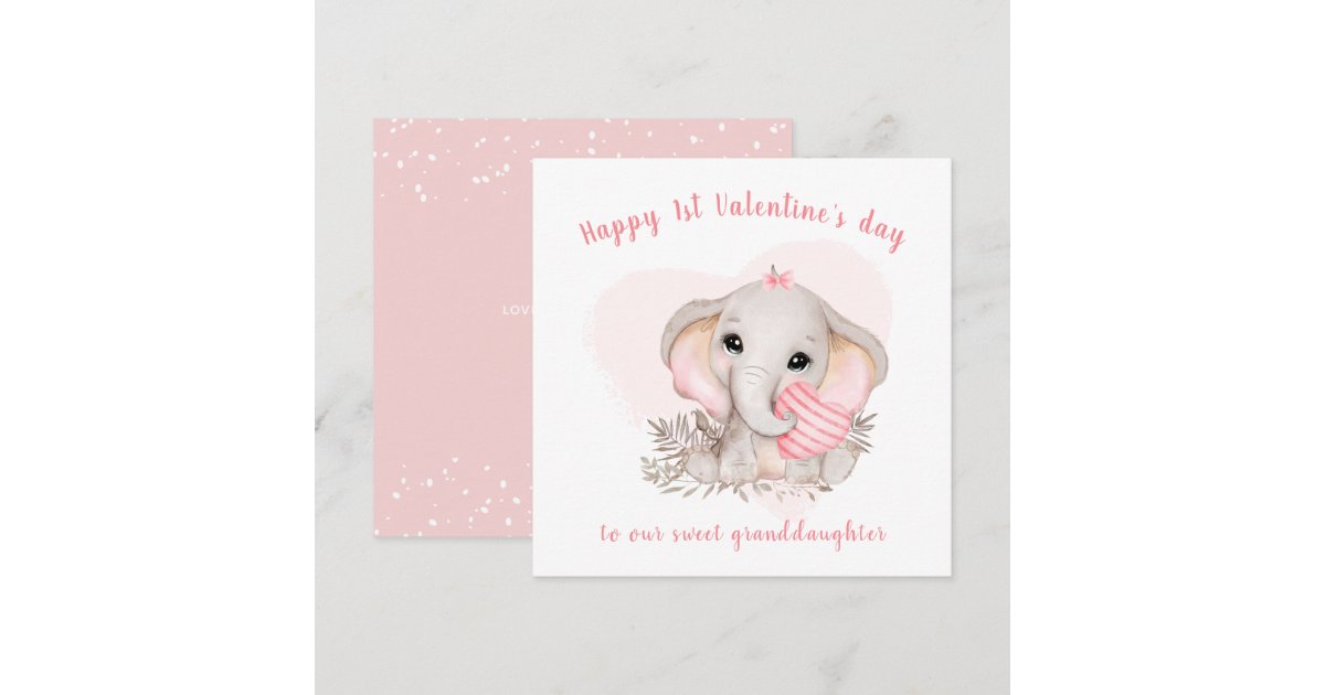 Cute Pink Elephant Valentine's day Card | Zazzle
