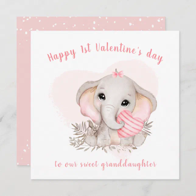 Cute Pink Elephant Valentine's day Card | Zazzle