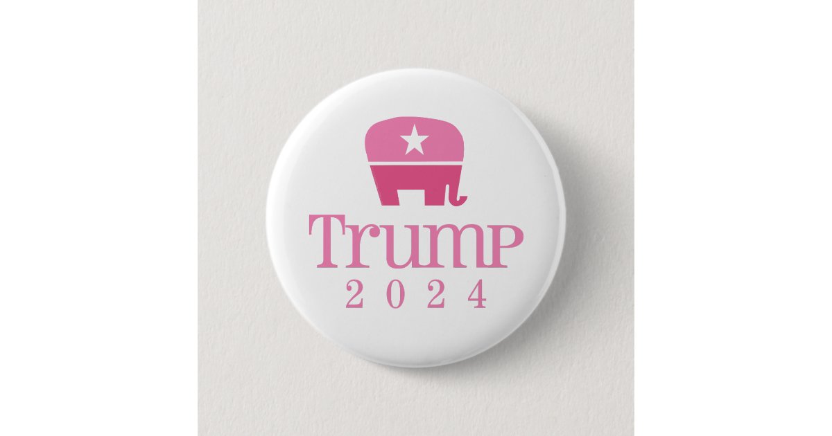 Cute Pink Elephant Women for Donald Trump 2024 Button | Zazzle