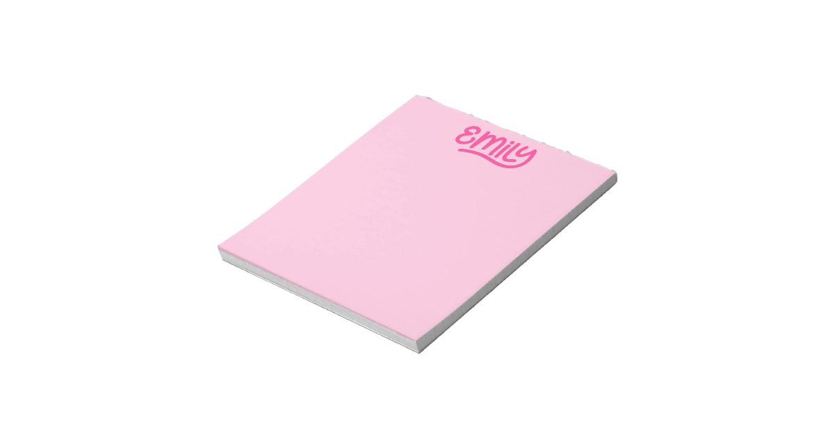 Cute Pink Emily Handwriting Typography Notepad | Zazzle