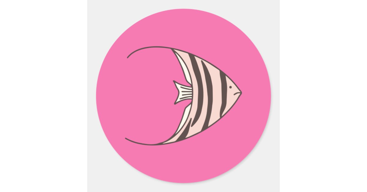 Cute pink fish classic round sticker | Zazzle