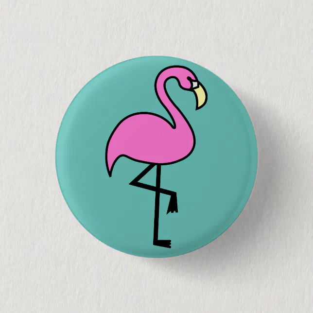 Cute Pink Flamingo Badge Pin Button | Zazzle