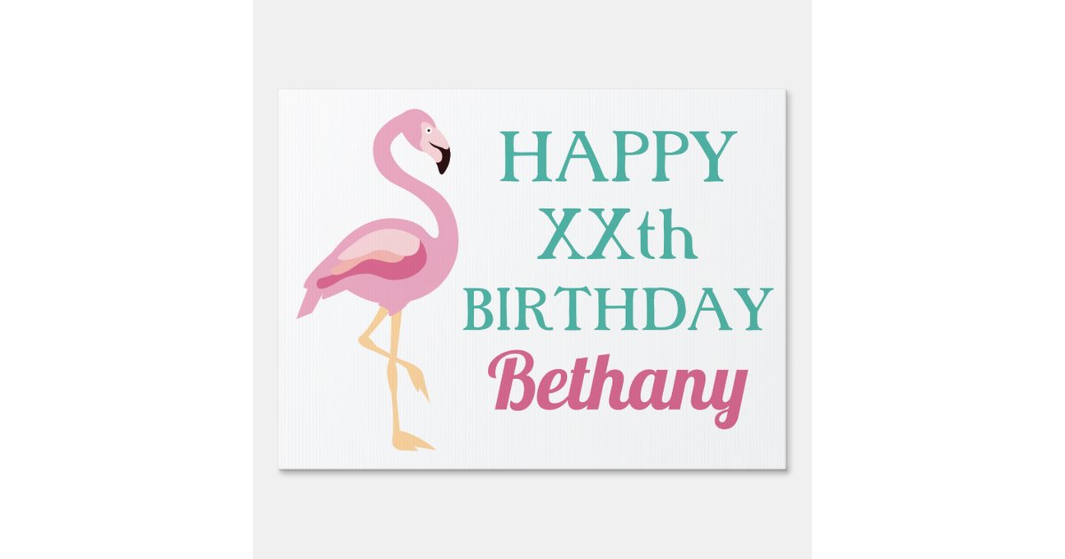 Cute Pink Flamingo Birthday Sign | Zazzle