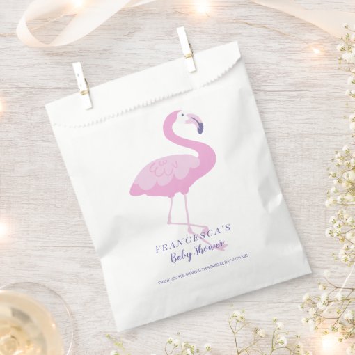 Cute Pink Flamingo Gender Neutral Baby Shower Favor Bag | Zazzle