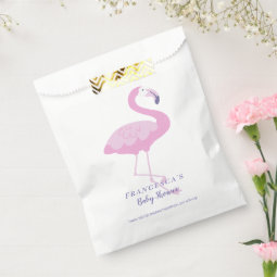Cute Pink Flamingo Gender Neutral Baby Shower Favor Bag | Zazzle