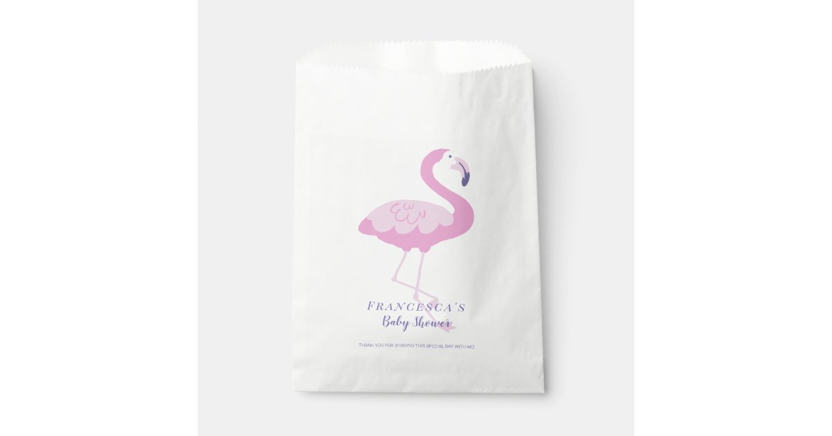 Cute Pink Flamingo Gender Neutral Baby Shower Favor Bag | Zazzle