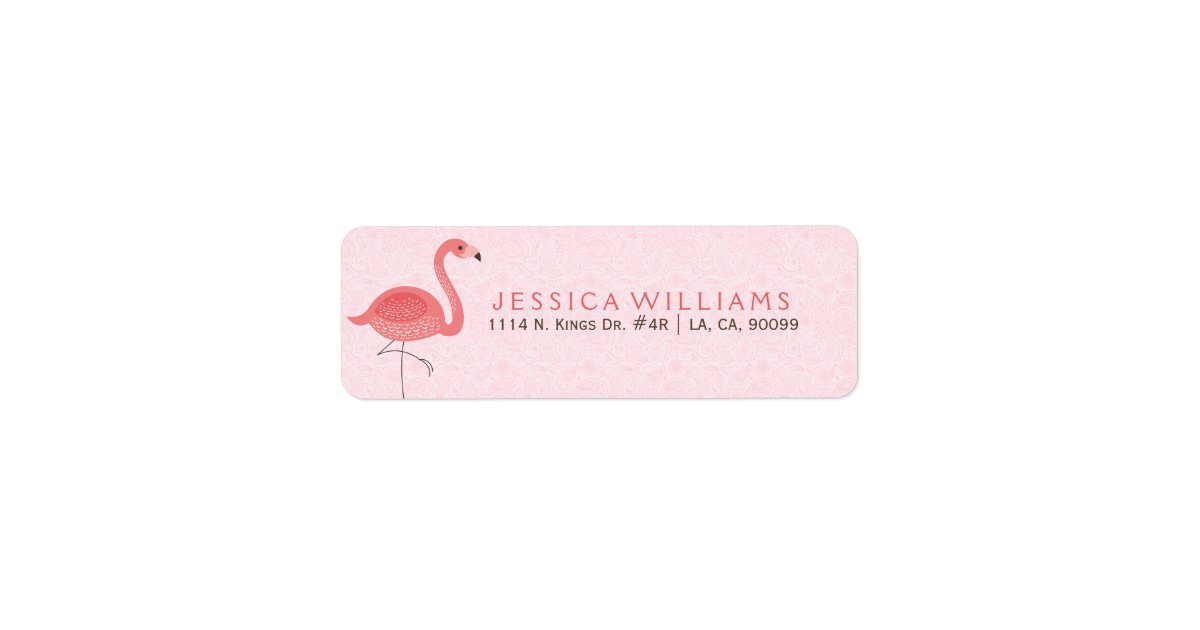 Cute Pink Flamingo Illustration On Pink Label | Zazzle