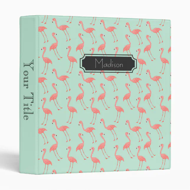 Cute Pink Flamingo Pattern | Add Your Name Binder | Zazzle