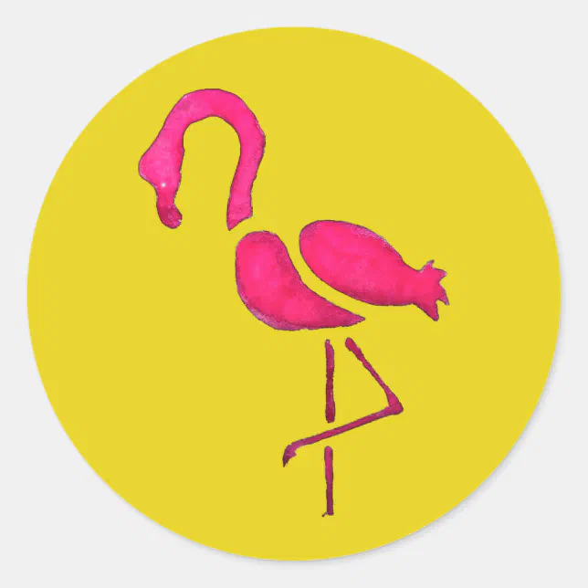 Cute pink flamingo unique bird classic round sticker | Zazzle