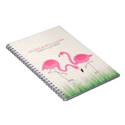 Cute Pink Flamingos Illustration Notebook | Zazzle