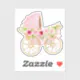 Cute Pink Floral Baby Stroller Sticker | Zazzle