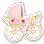 Cute Pink Floral Baby Stroller Sticker | Zazzle