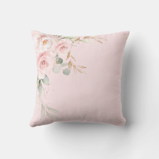 Cute Pink Floral Bunny Rabbit Baby Girl Nursery Throw Pillow | Zazzle