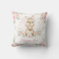 Cute Pink Floral Bunny Rabbit Baby Girl Nursery Throw Pillow | Zazzle