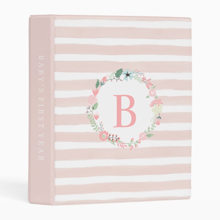 Cute Pink Floral Monogram Mini Binder | Zazzle