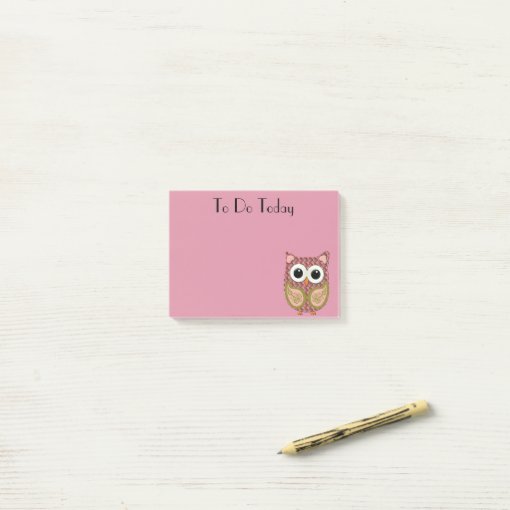 Cute Pink Floral Owl Post it Notes | Zazzle